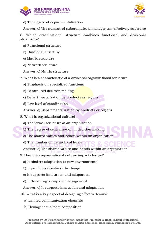 Management Concepts Multiple Choice Questions (MCQ) | PDF