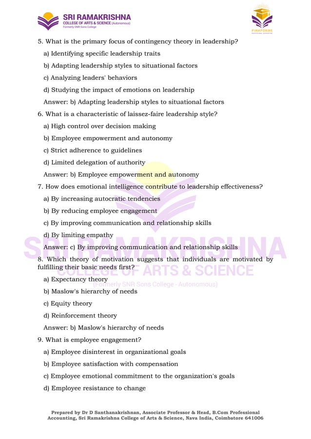 Management Concepts Multiple Choice Questions (MCQ) | PDF