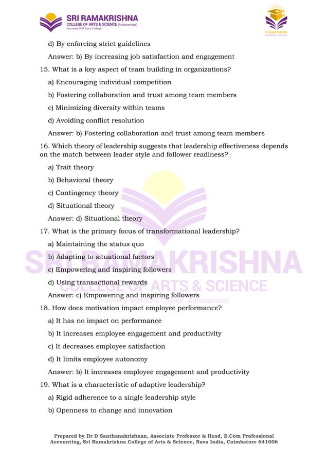 Management Concepts Multiple Choice Questions (MCQ) | PDF