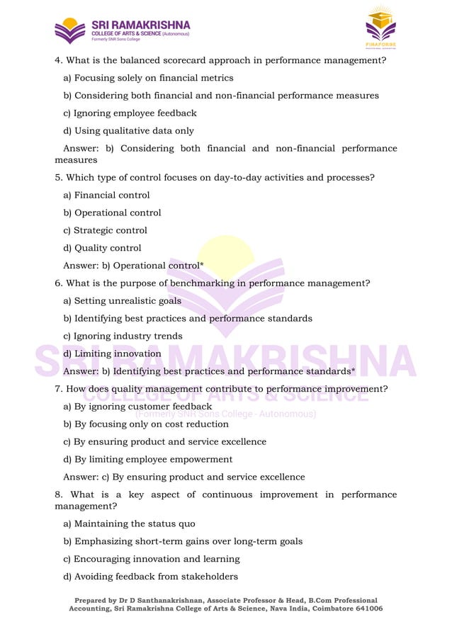 Management Concepts Multiple Choice Questions (MCQ) | PDF