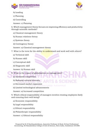 Management Concepts Multiple Choice Questions (MCQ) | PDF