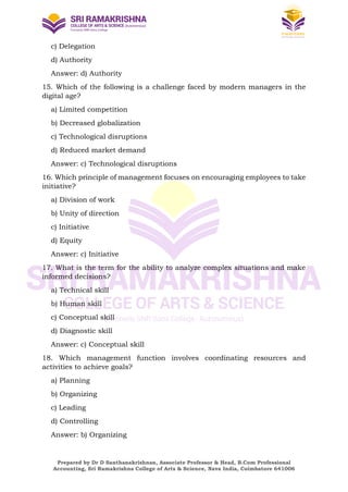 Management Concepts Multiple Choice Questions (MCQ) | PDF