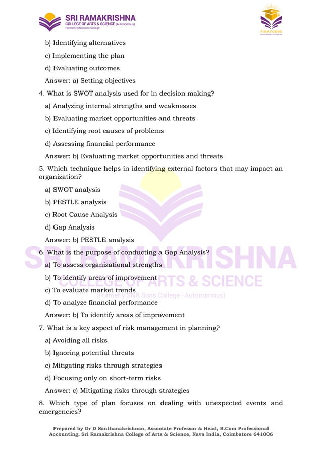 Management Concepts Multiple Choice Questions (MCQ) | PDF