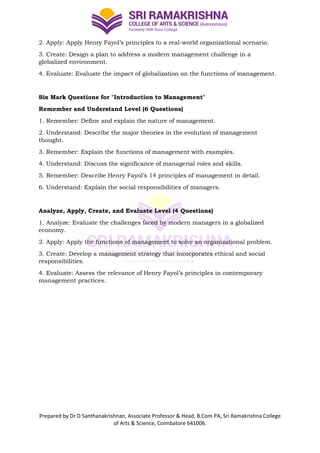 Management Concepts Question Bank all units | PDF