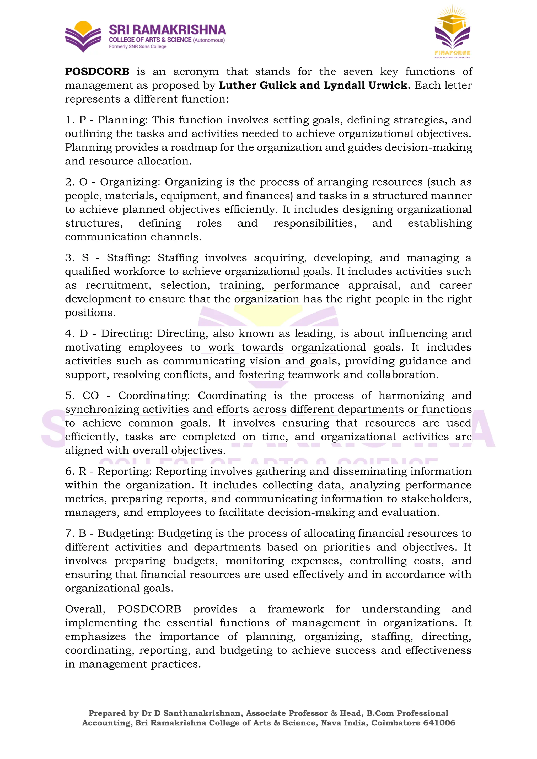 Management Concepts Study Material - Unit I to Unit III | PDF