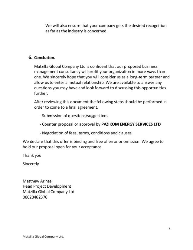 Management consultancy proposal