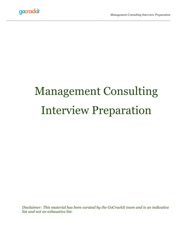 Management consulting interview preparation | PDF
