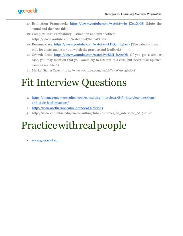 Management consulting interview preparation | PDF