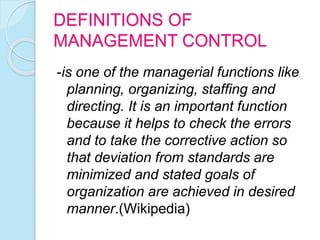 Management Control in Organization | PPT