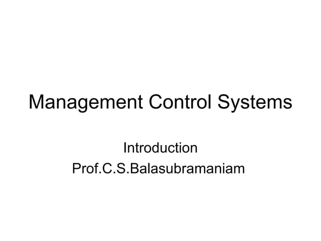 Management control systems | PPT