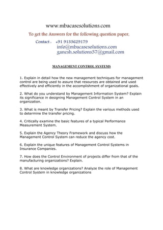 Management Control Systems - Explain in detail how the new management techniques.doc