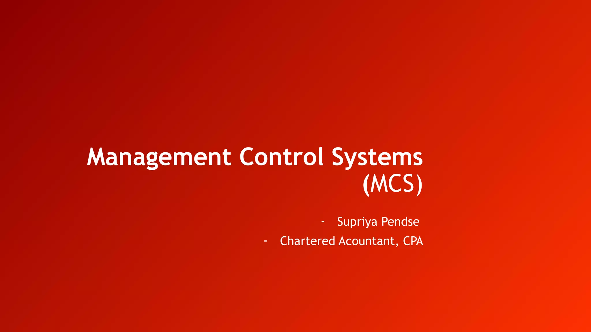 Management control systems1 (mcs) | PPT