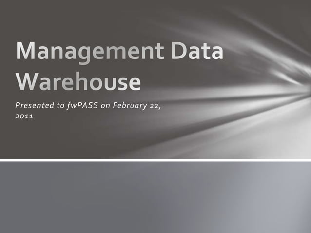 Introduction to SQL Server 2008 Management Data Warehouse (MDW) | PPTX | Databases | Computer ...