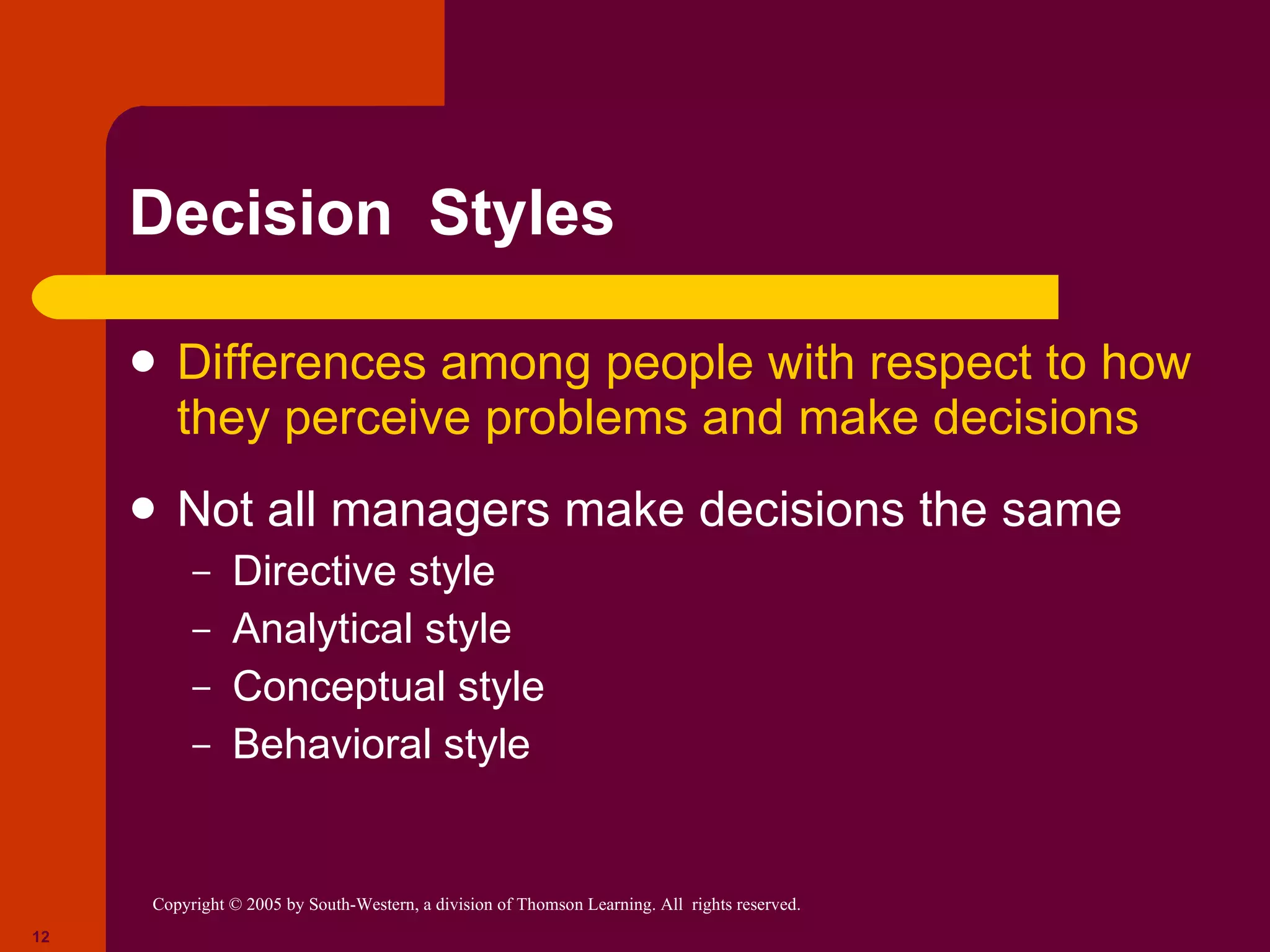 Management decision making seminor | PPT