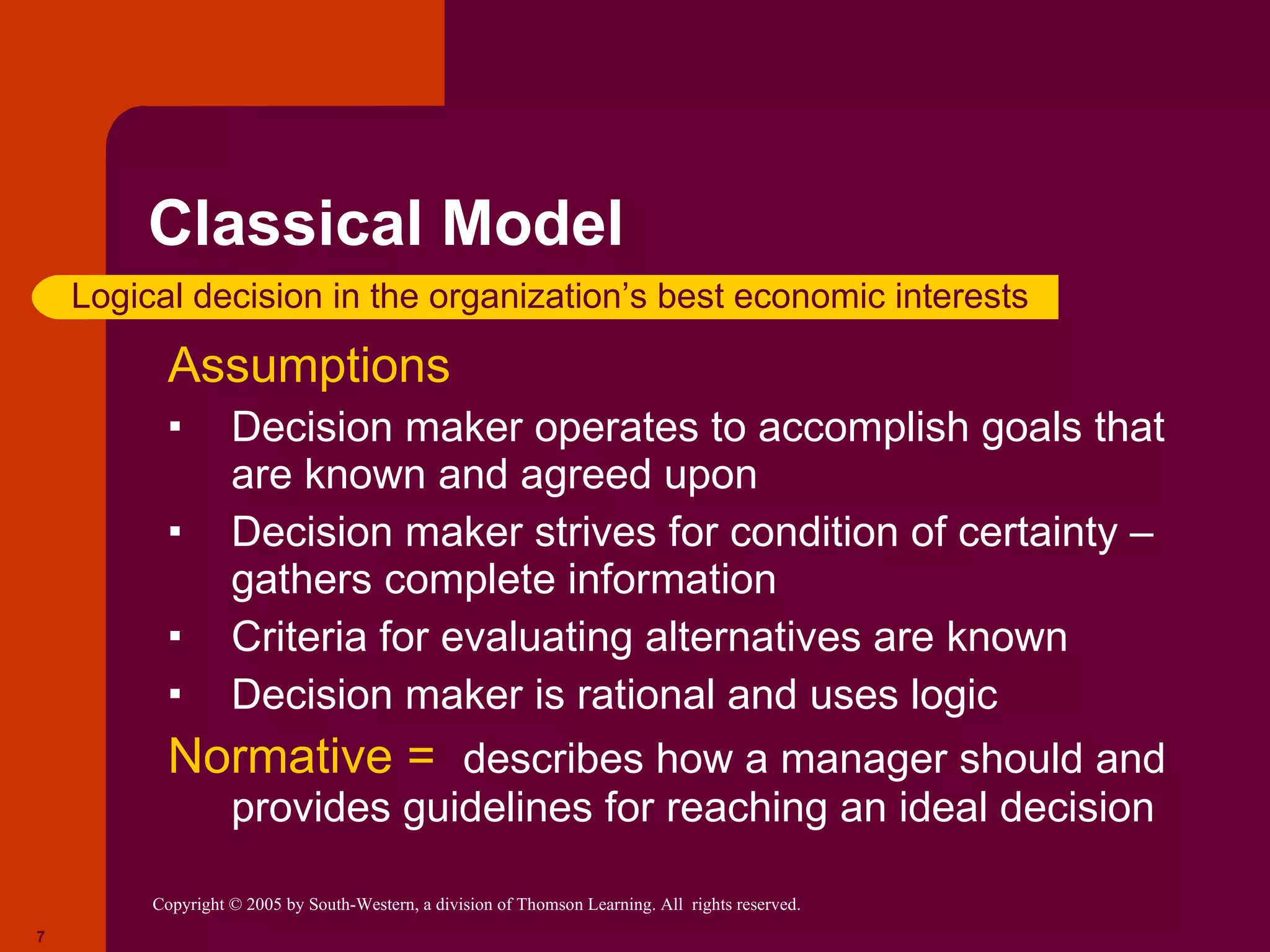 Management decision making seminor | PPT