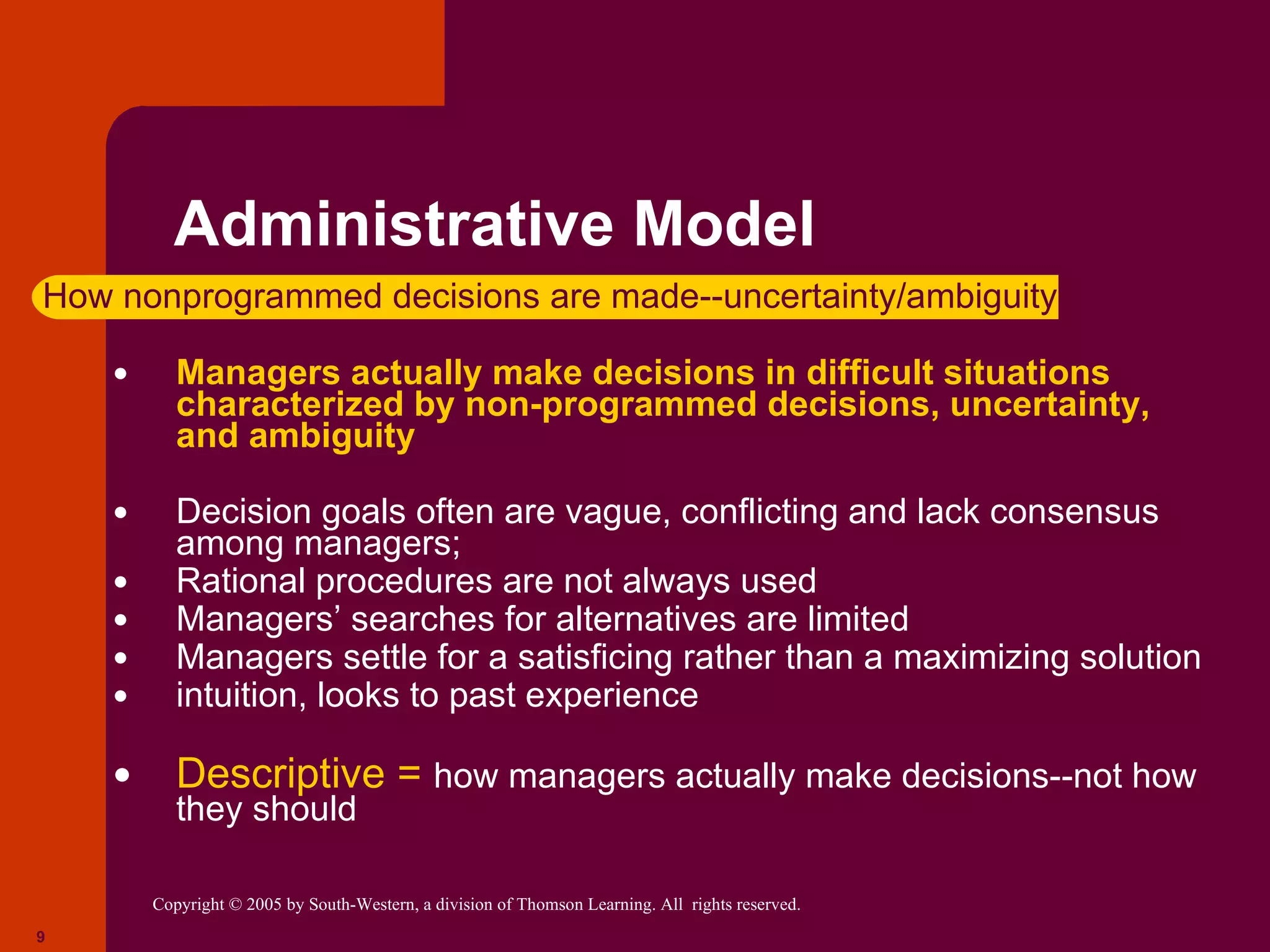 Management decision making seminor | PPT