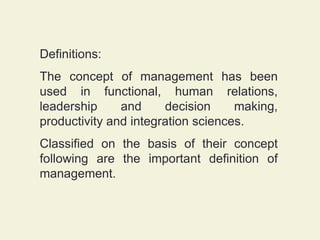 Management Meaning and Definition | PPTX | Business | Business and Finance