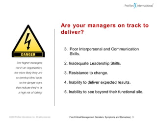 Management Derailers Presentation Revised | PPT
