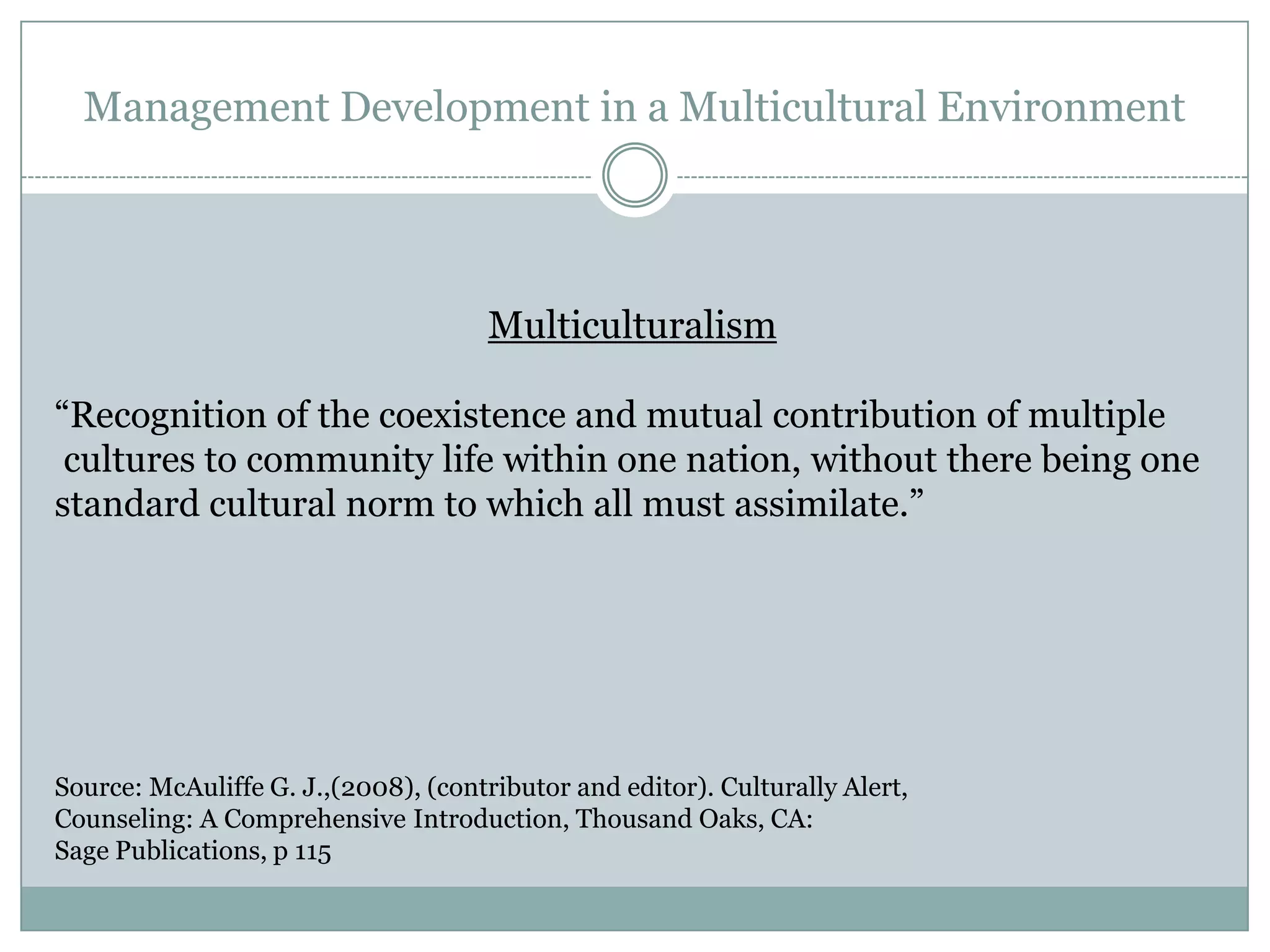 Management Development In A Multicultural Environment | PPTX
