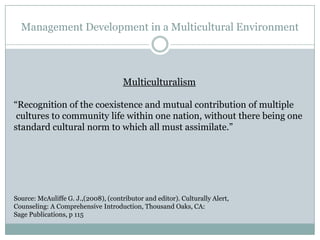 Management Development In A Multicultural Environment | PPTX