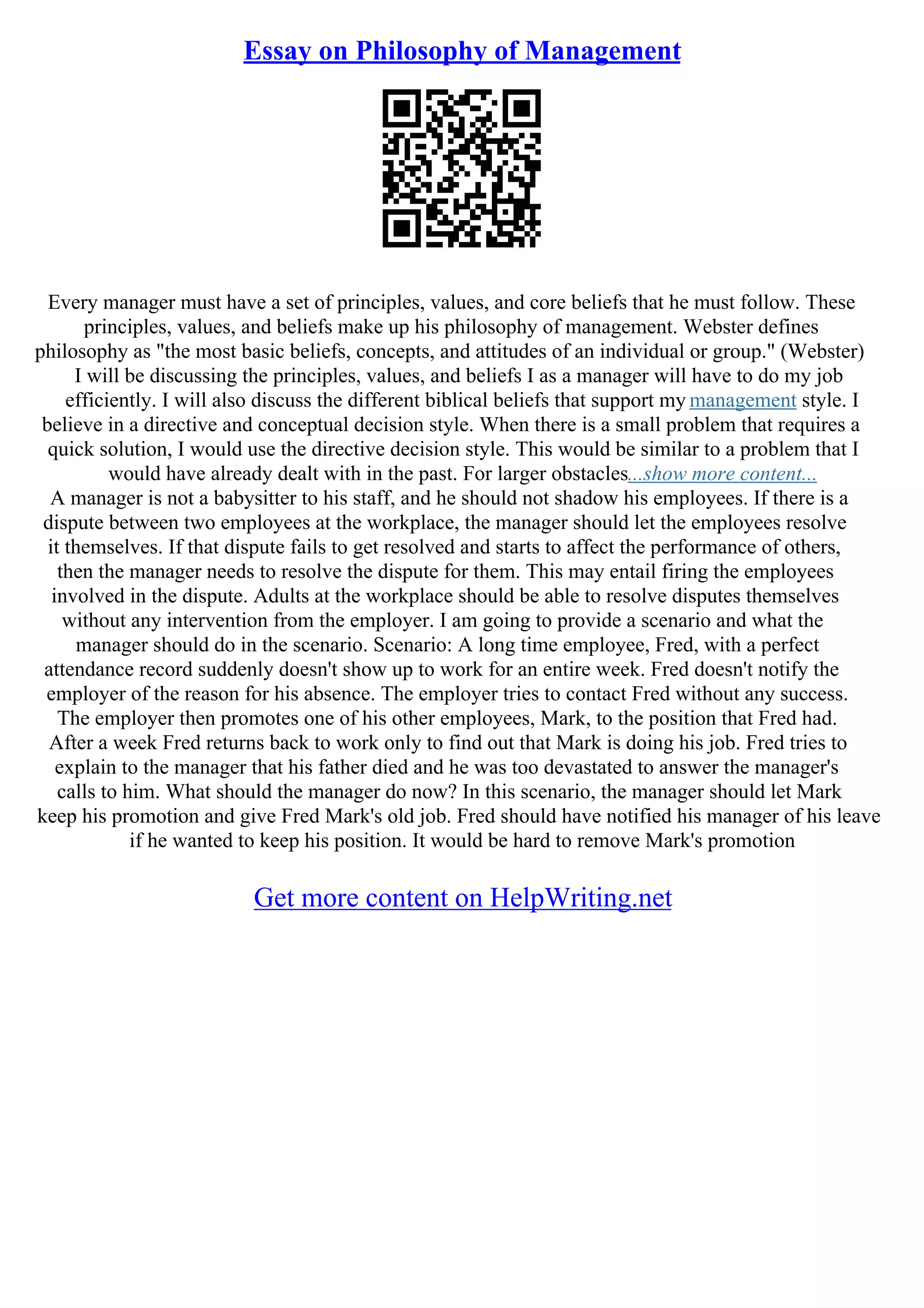 Management Essay Writing | PDF