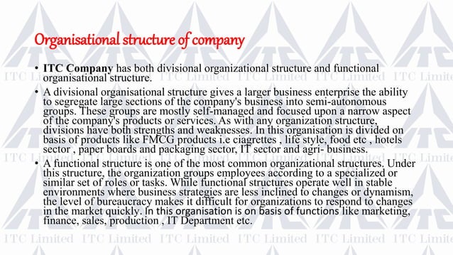 Management foundation, ITC Company Organizational Structure ,AMITY ...