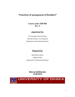 Management function of dorjibari | PDF