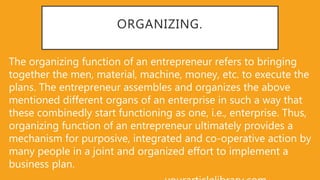 Management functions of an entrepreneur | PPTX