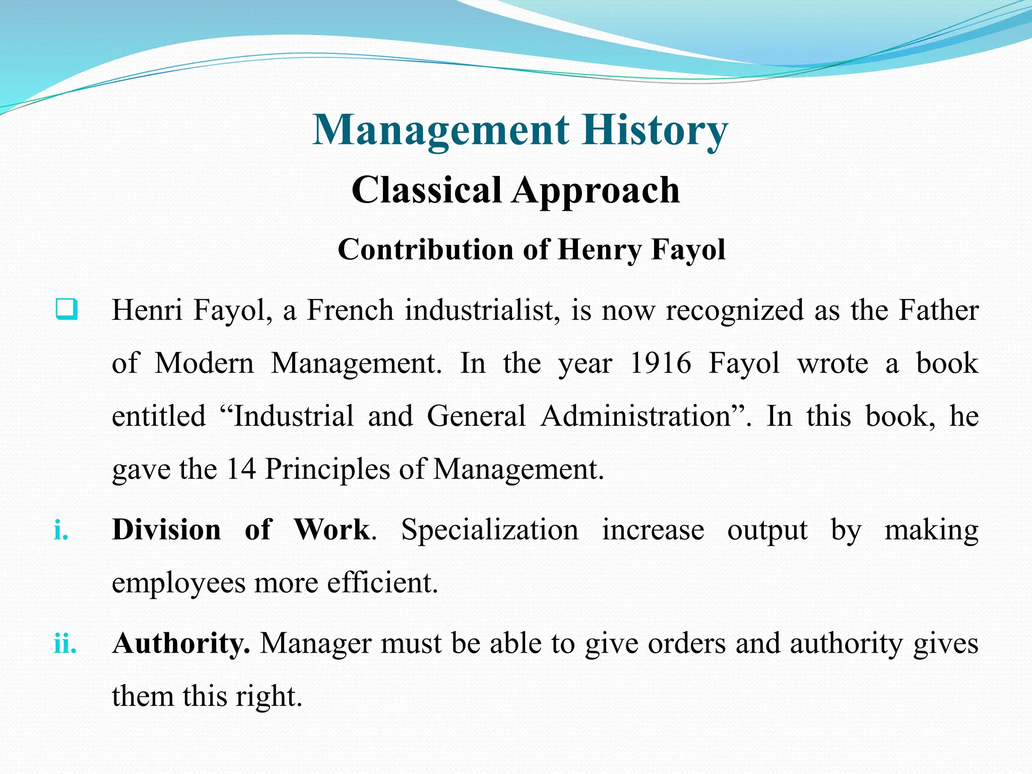 Management History chapter 3 principle of management | PPTX