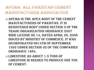 Management in cement industry in pakistan | PPTX