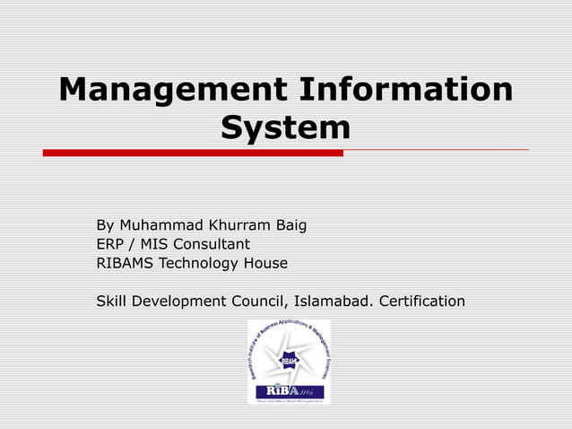 Management information system | PPT | Business | Business and Finance