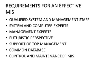 MIS MANAGEMENT INFORMATION SYSTEM | PPT