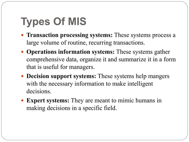 Management information system (MIS) | PPT