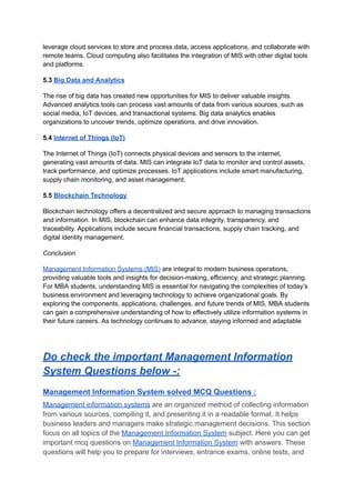 What is Management Information System (Questions included) | PDF