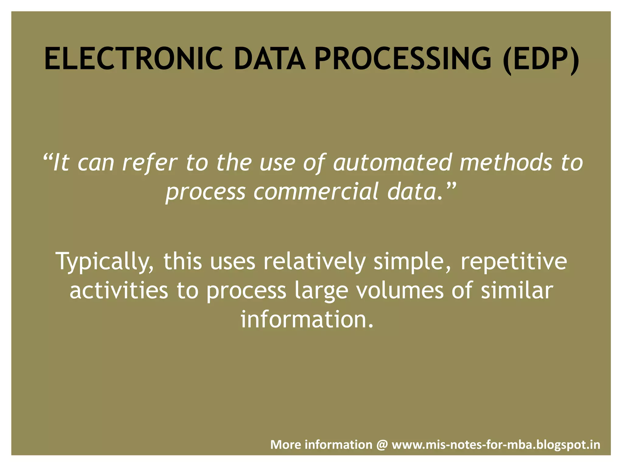 Management information system data processing and functions | PPT
