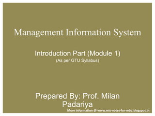 Management information system introduction-module 1 | PPTX