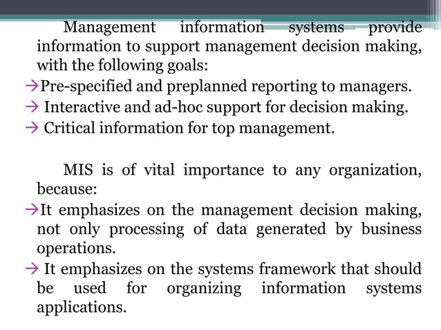 Management information system ( MIS ) | PPTX | Databases | Computer Software and Applications