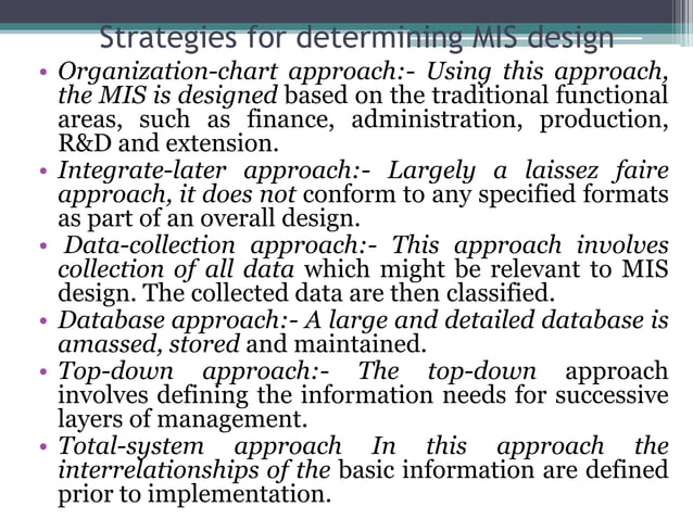Management information system ( MIS ) | PPTX | Databases | Computer Software and Applications