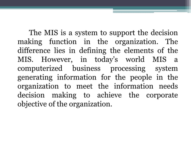 Management information system ( MIS ) | PPTX | Databases | Computer Software and Applications