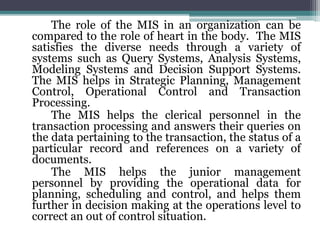 Management information system ( MIS ) | PPTX