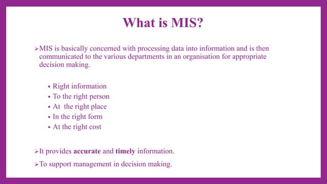 Management information system (MIS) | PPTX