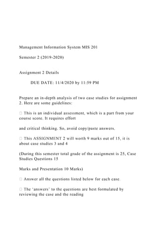 Management Information System MIS 201 Semester 2 (2019-2.docx