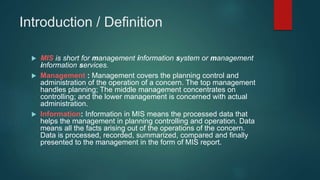 Management information system presentation | PPTX