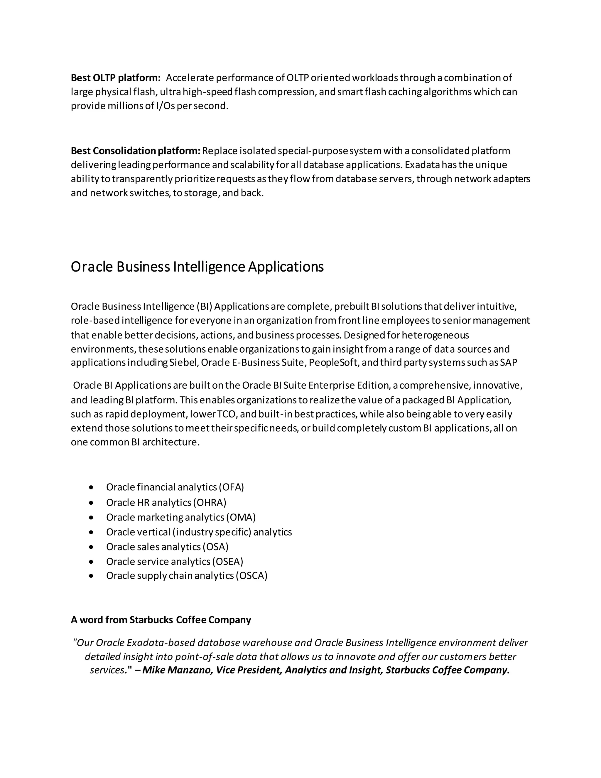 Management Information Systems used by Starbucks | DOCX