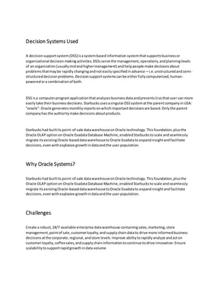Management Information Systems used by Starbucks | DOCX