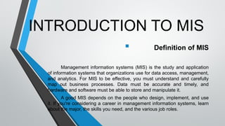 MANAGEMENT INFORMATION SYSTEM - COURSE OUTLINE | PPT