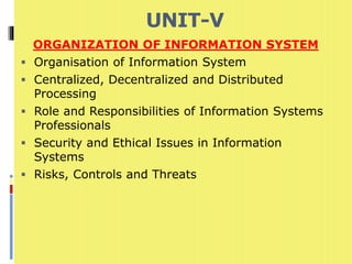 Management information system unit v | PPTX