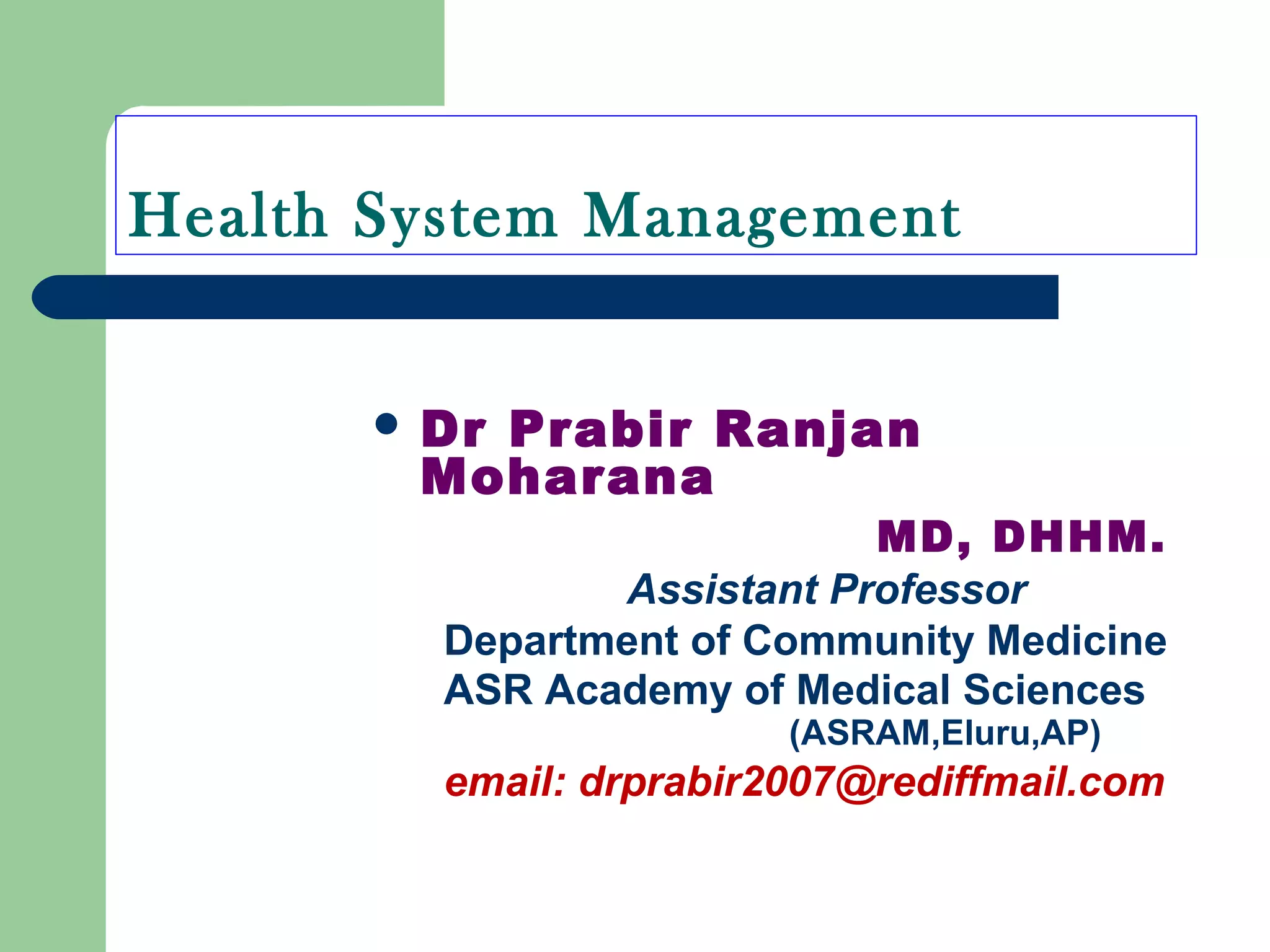 Management in Health | PPT