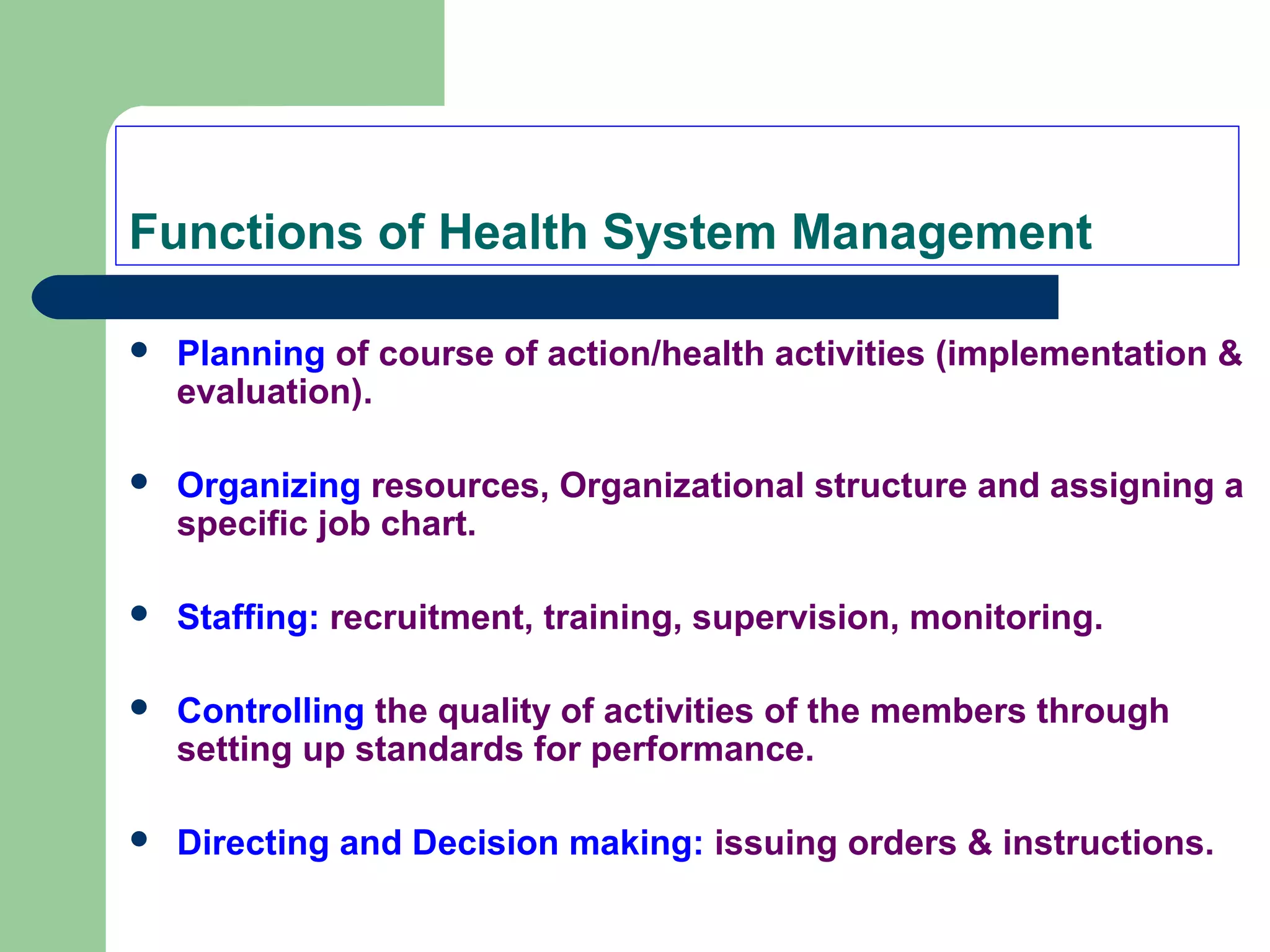Management in Health | PPT