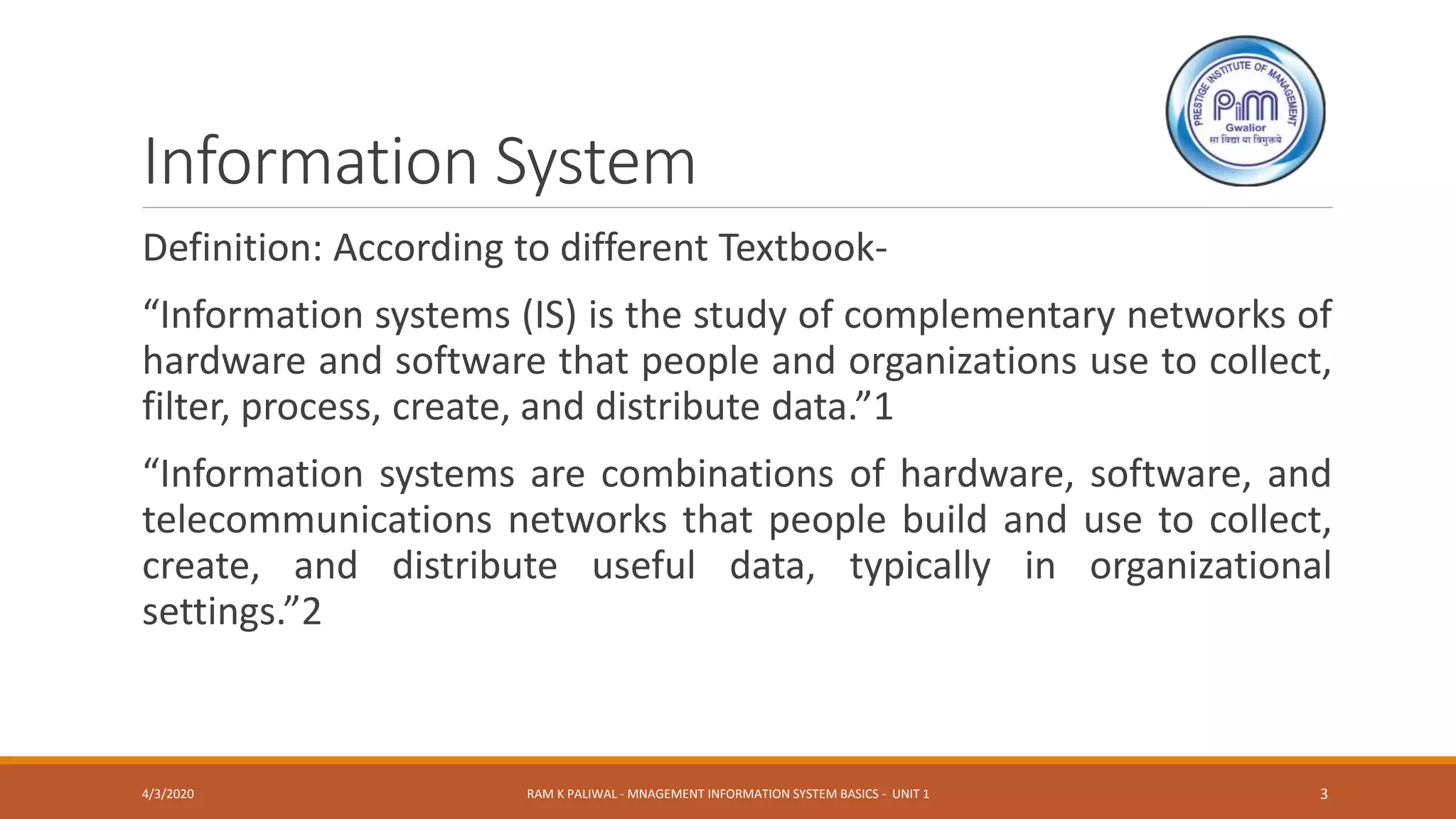 Management inofrmation system basics by ram k paliwal | PPT